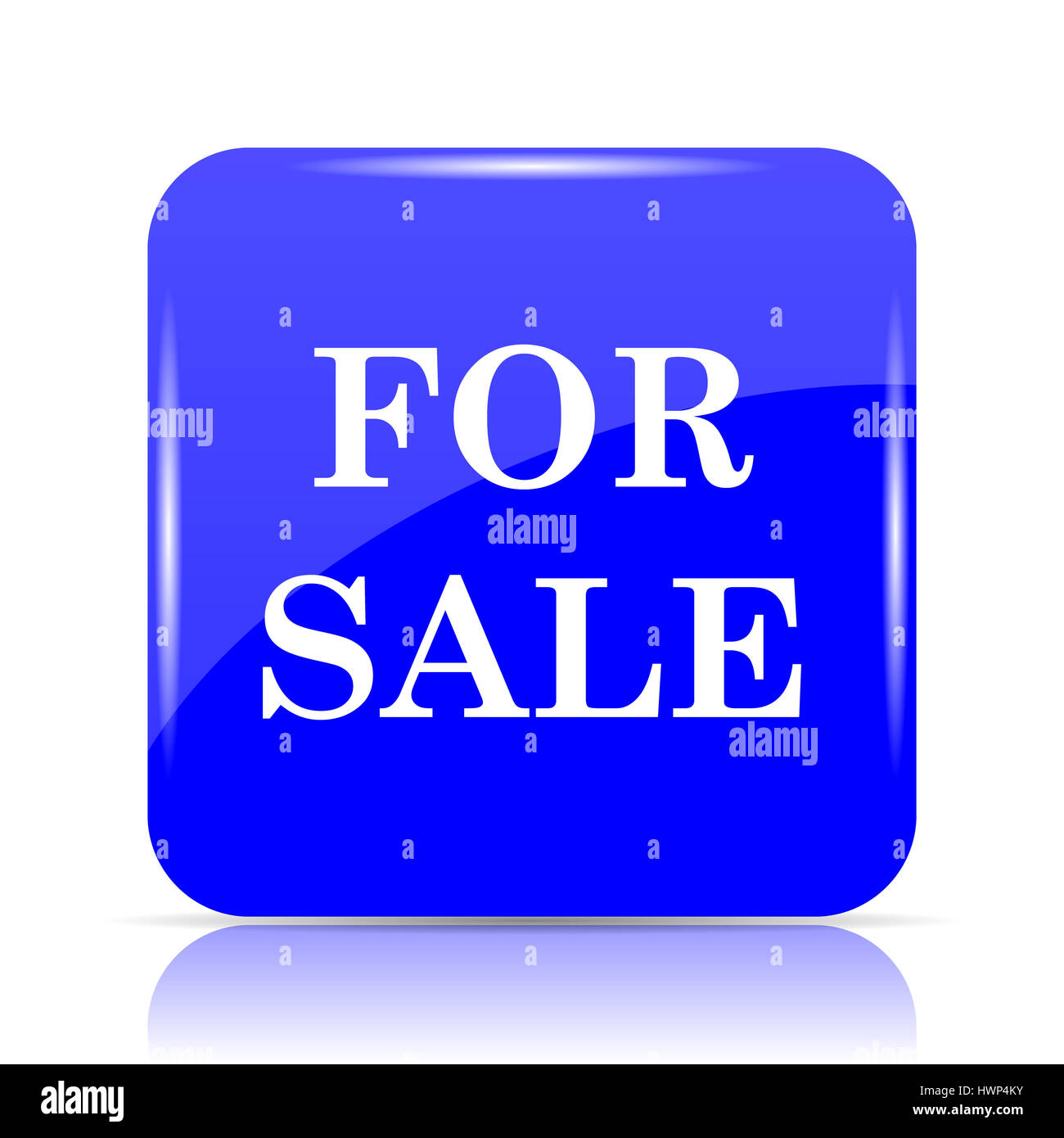 For sale icon, blue website button on white background Stock Photo - Alamy