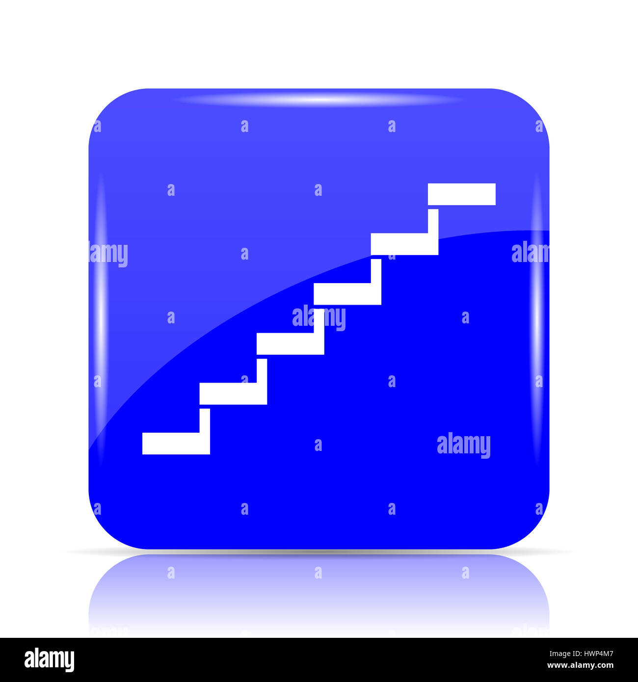 Stairs icon, blue website button on white background Stock Photo - Alamy