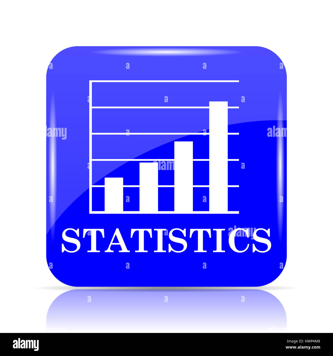 Statistics icon, blue website button on white background Stock Photo ...