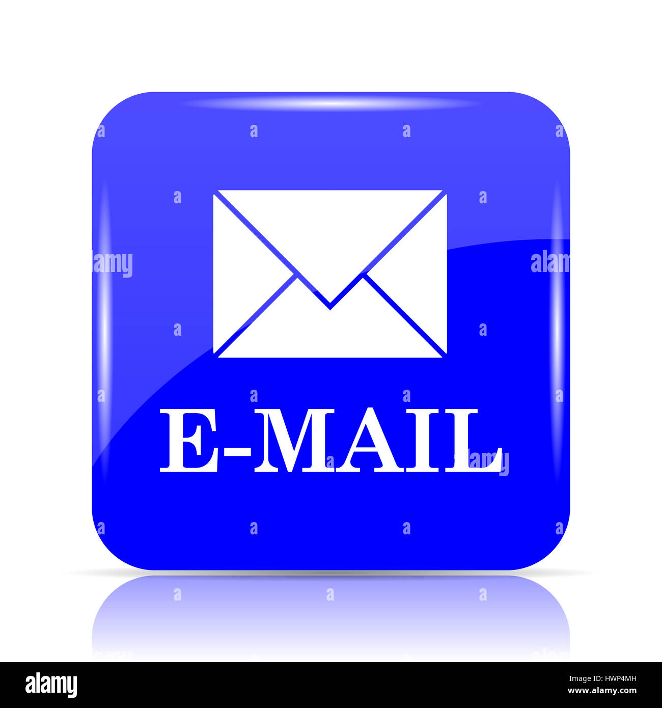 E-mail icon, blue website button on white background Stock Photo - Alamy