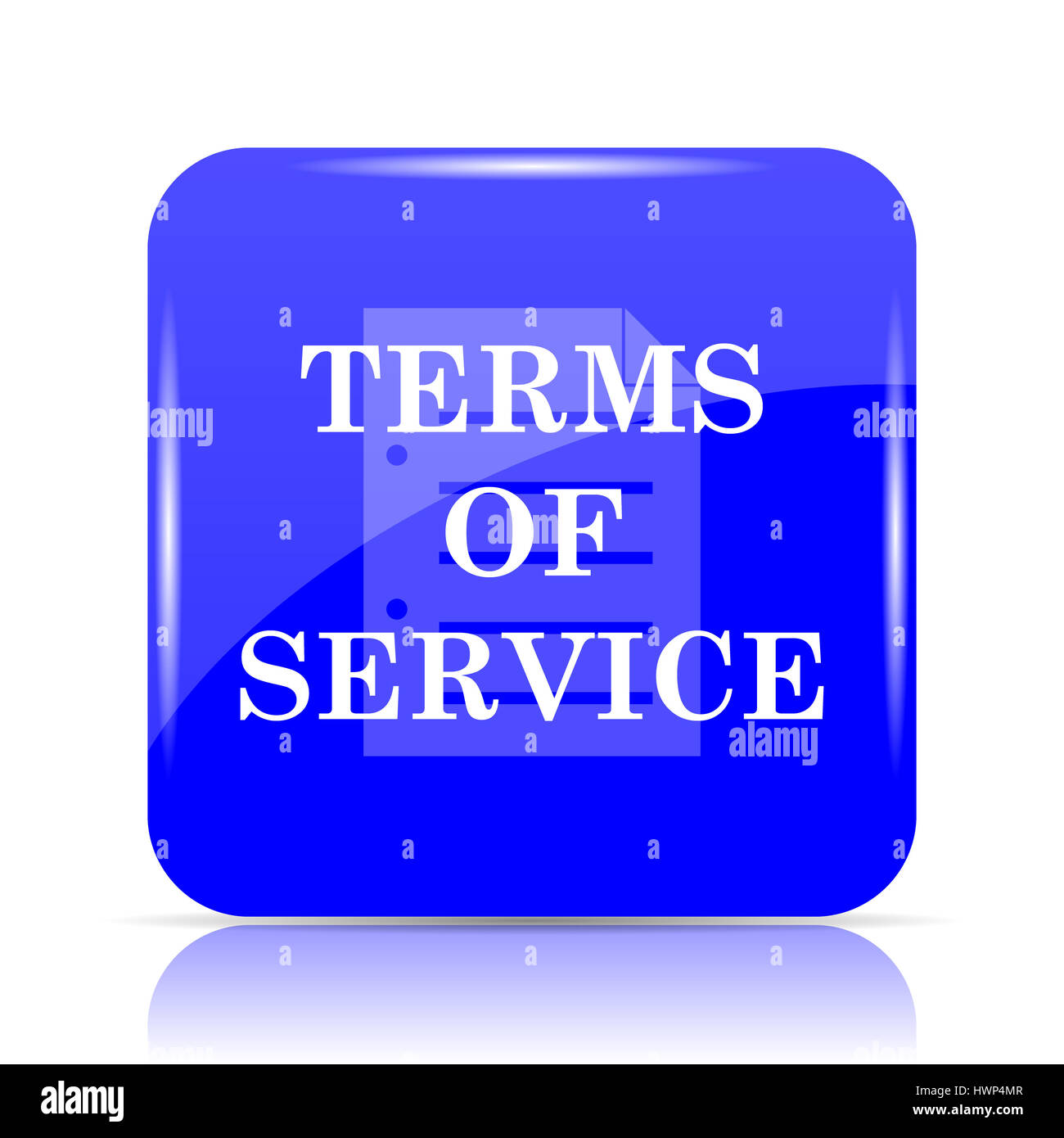 Terms of service icon, blue website button on white background Stock ...