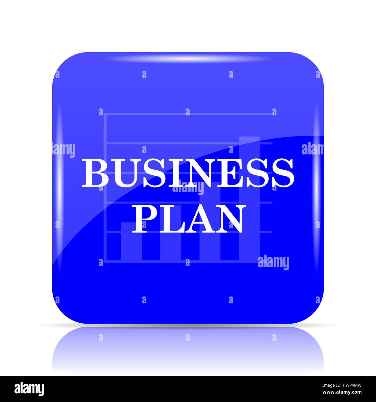 Business plan icon, blue website button on white background Stock Photo ...