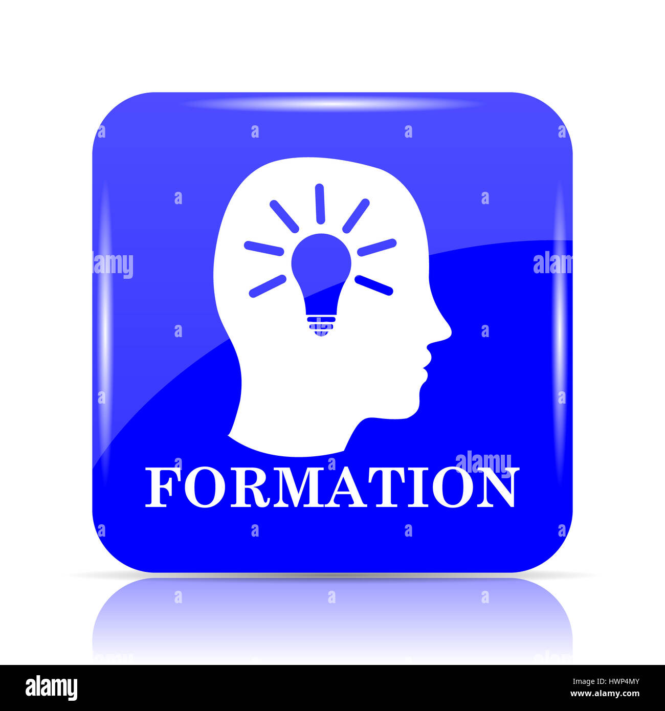 Formation icon, blue website button on white background Stock Photo - Alamy