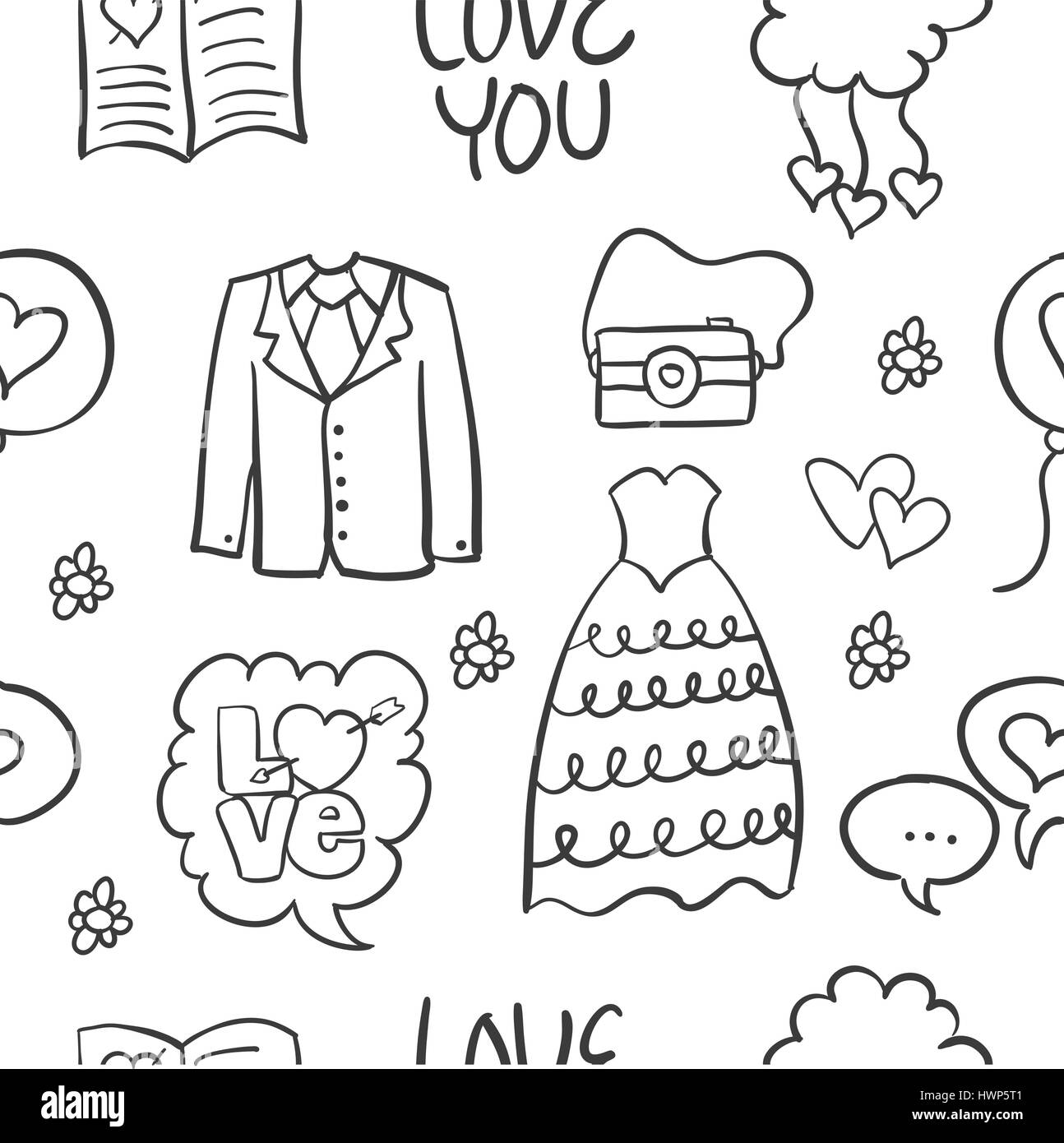 Illustration of wedding hand draw style doodles Stock Vector Image ...