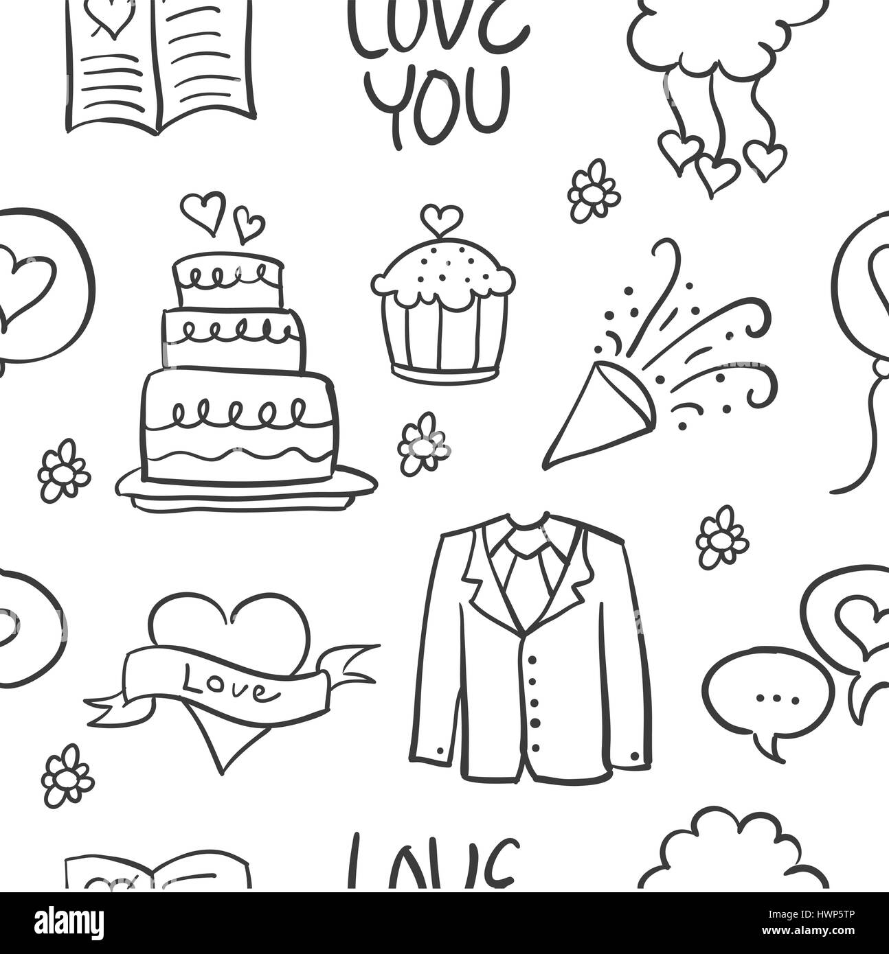 Vector art of weding doodles style Stock Vector Image & Art - Alamy