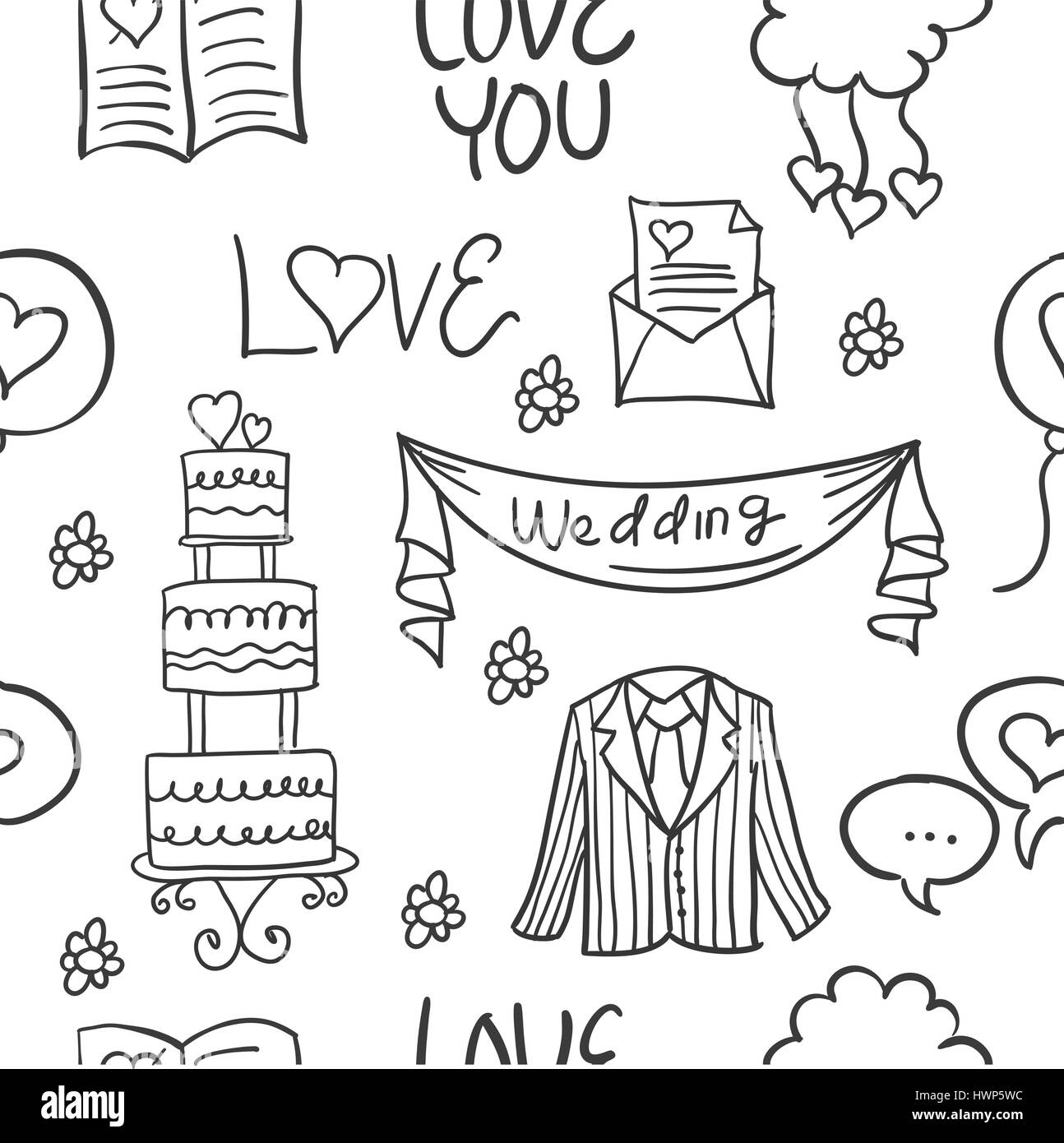 Collection stock of wedding doodles style Stock Vector Image & Art - Alamy