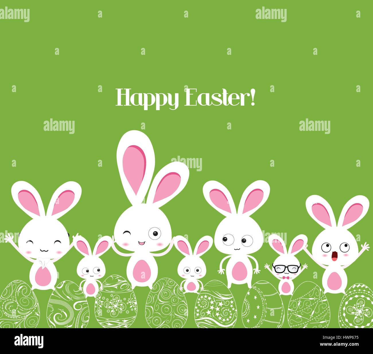 happy easter rabbit and eggs background Stock Vector Image & Art - Alamy