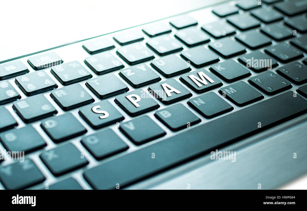 Keyboard of computer or laptop with sign spam Stock Photo - Alamy