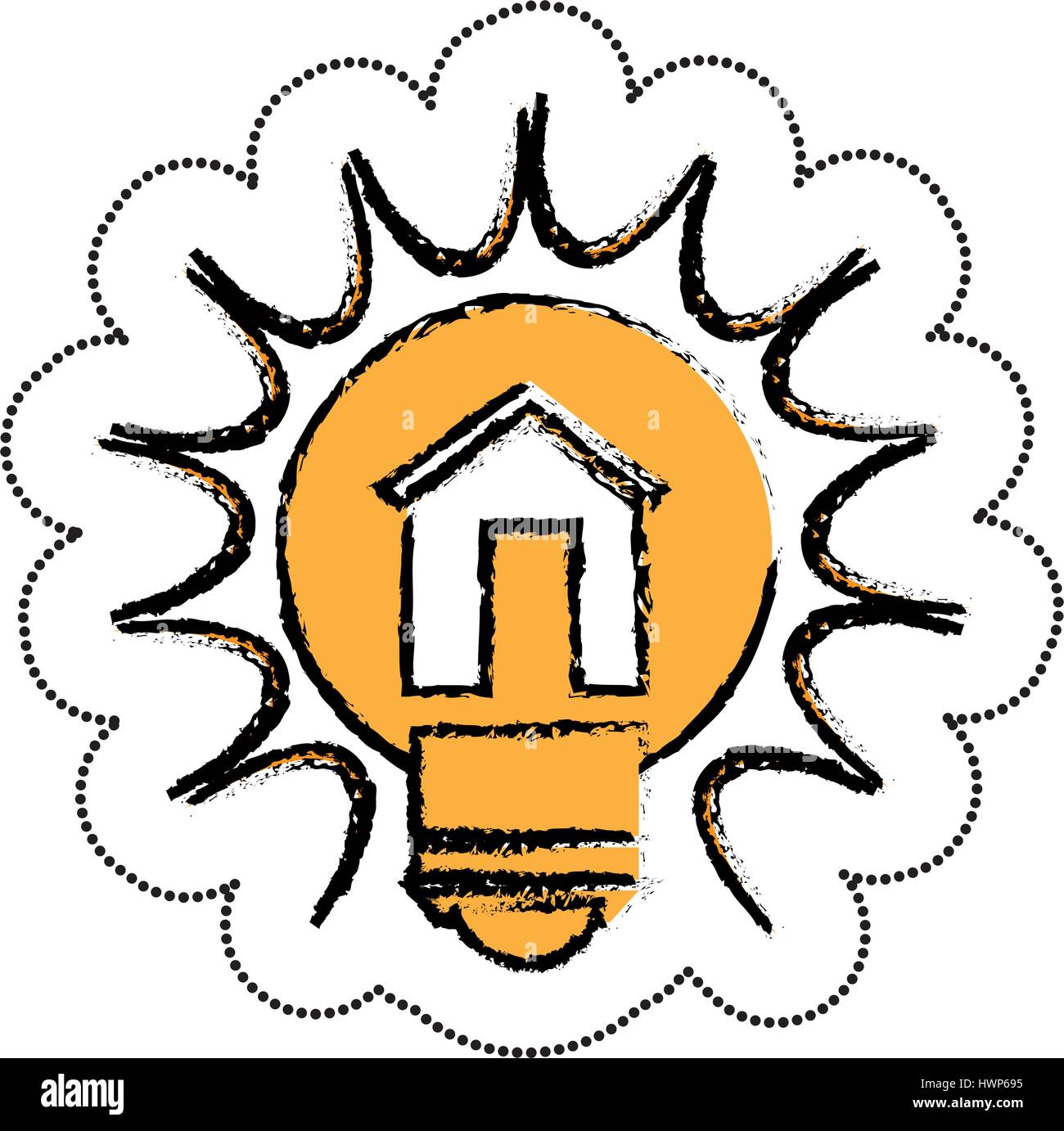 bulb light with house drawing icon vector illustration design Stock ...