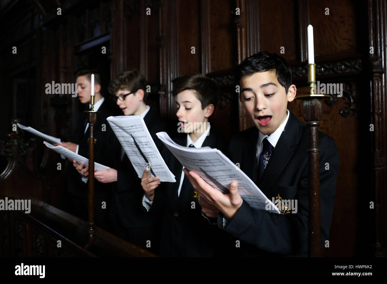 Choristers from Trinity Boys School in Croydon, singing in the original ...