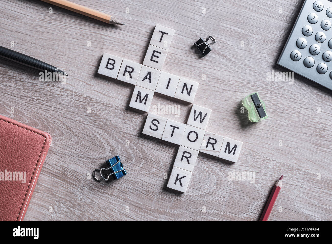 Conceptual business keywords on table with elements of game maki Stock ...