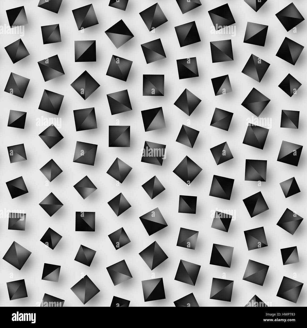 Scattered Geometric Shaded Shapes. Abstract Seamless Monochrome Pattern ...