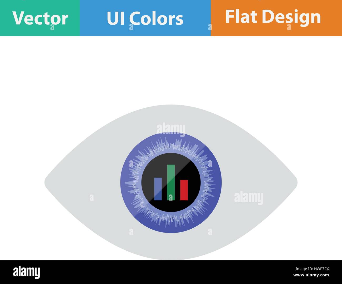 Eye with market chart inside pupil icon. Flat design. Vector ...