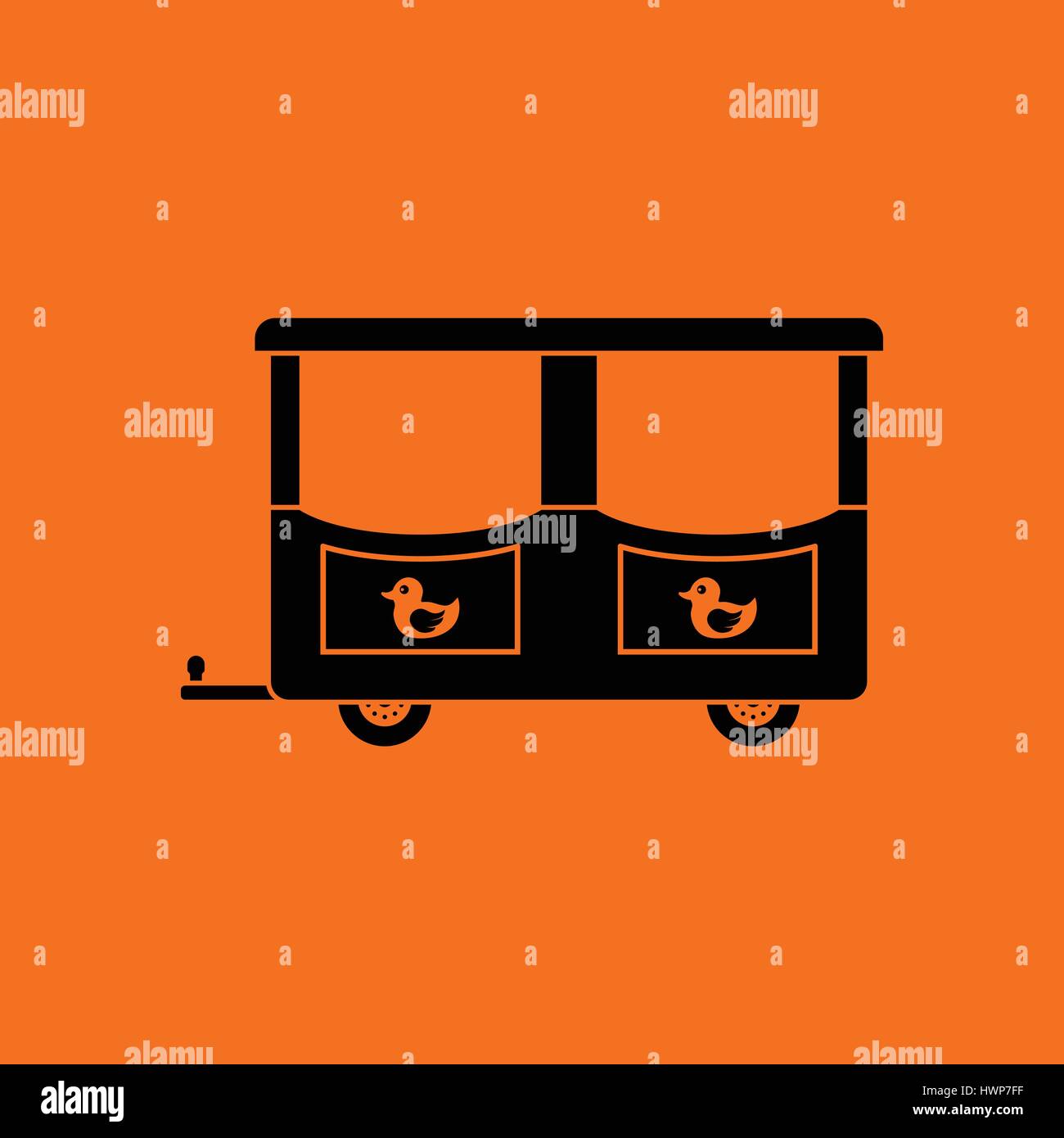 Wagon of children train icon. Orange background with black. Vector ...