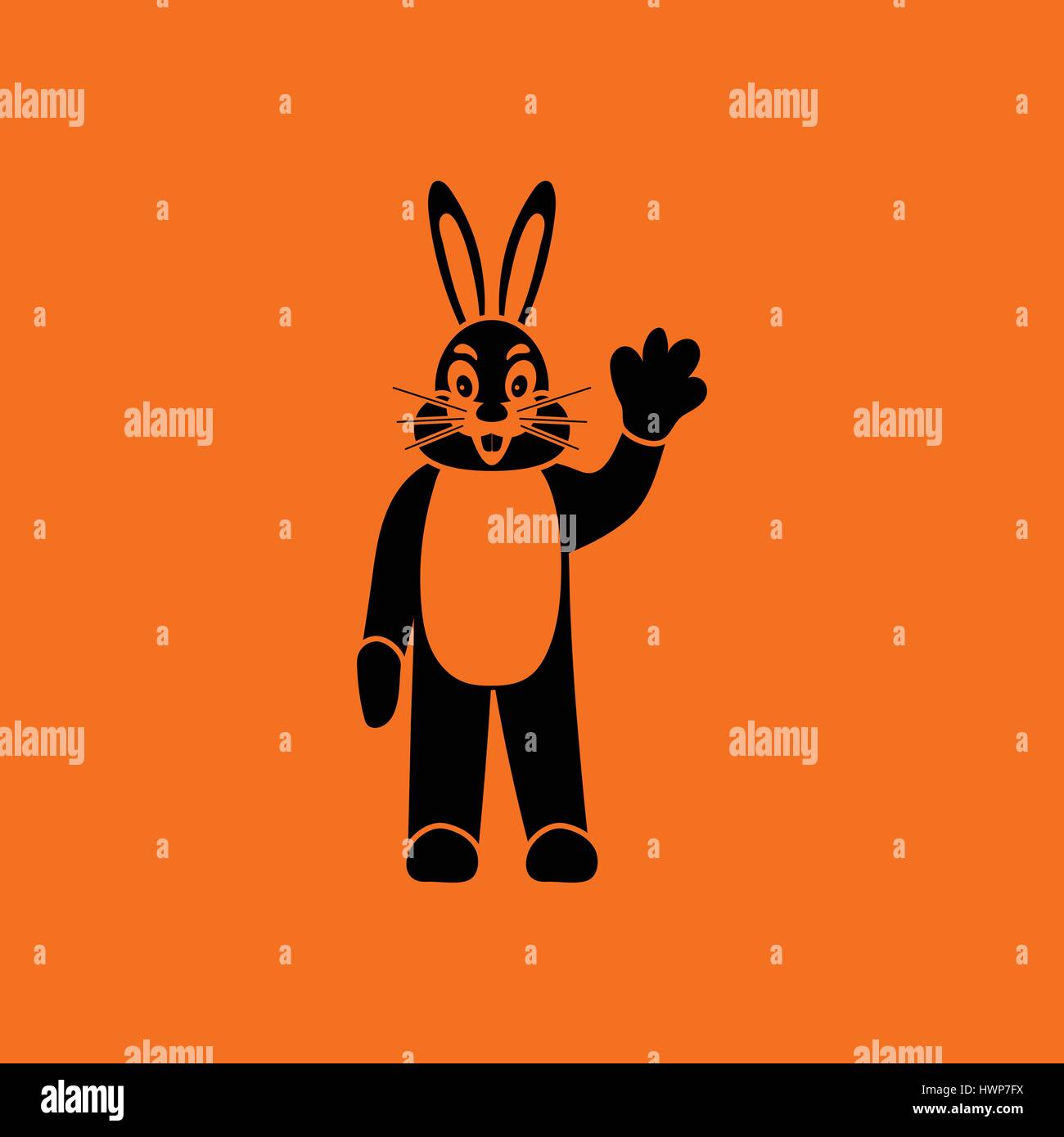 Hare puppet doll icon. Orange background with black. Vector ...