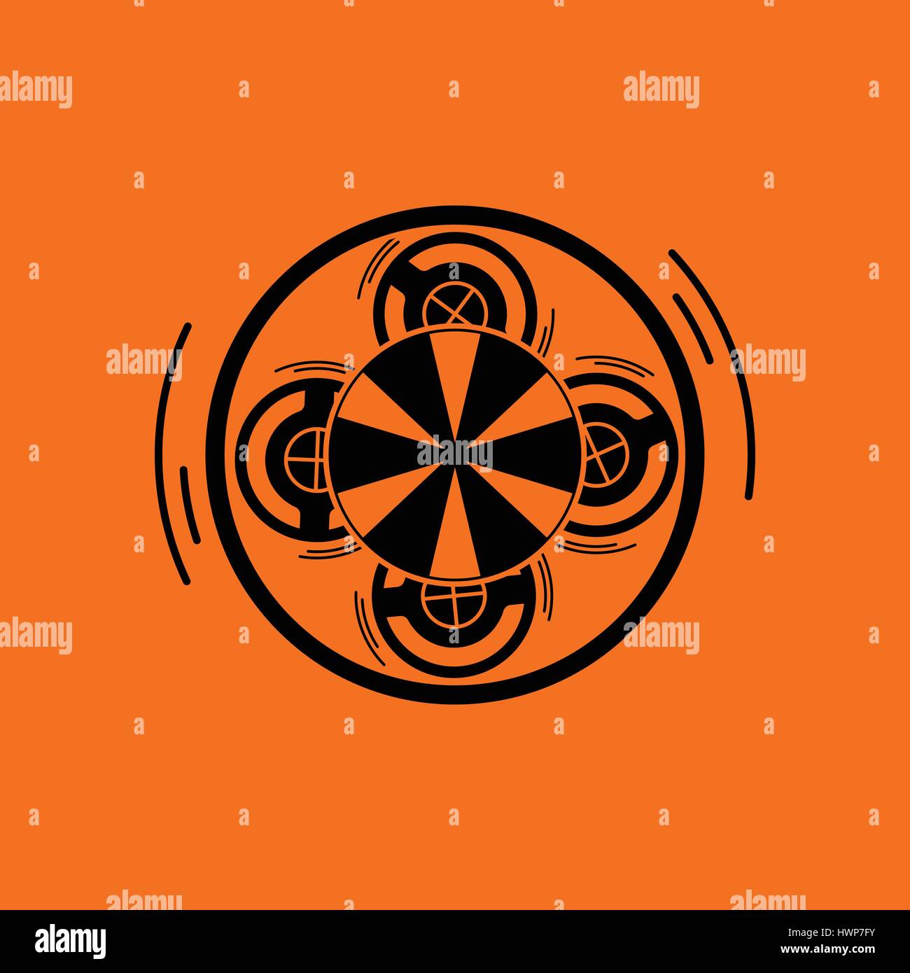 Carousel top view icon. Orange background with black. Vector ...