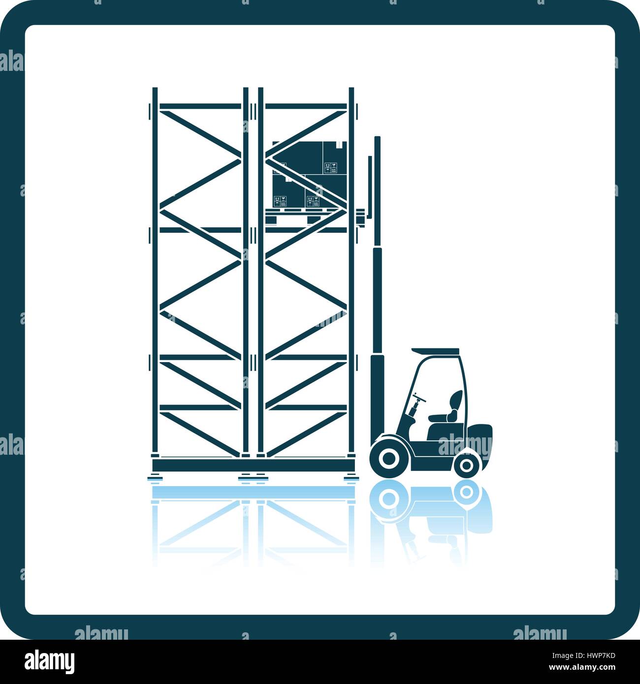 Warehouse forklift icon. Shadow reflection design. Vector illustration ...