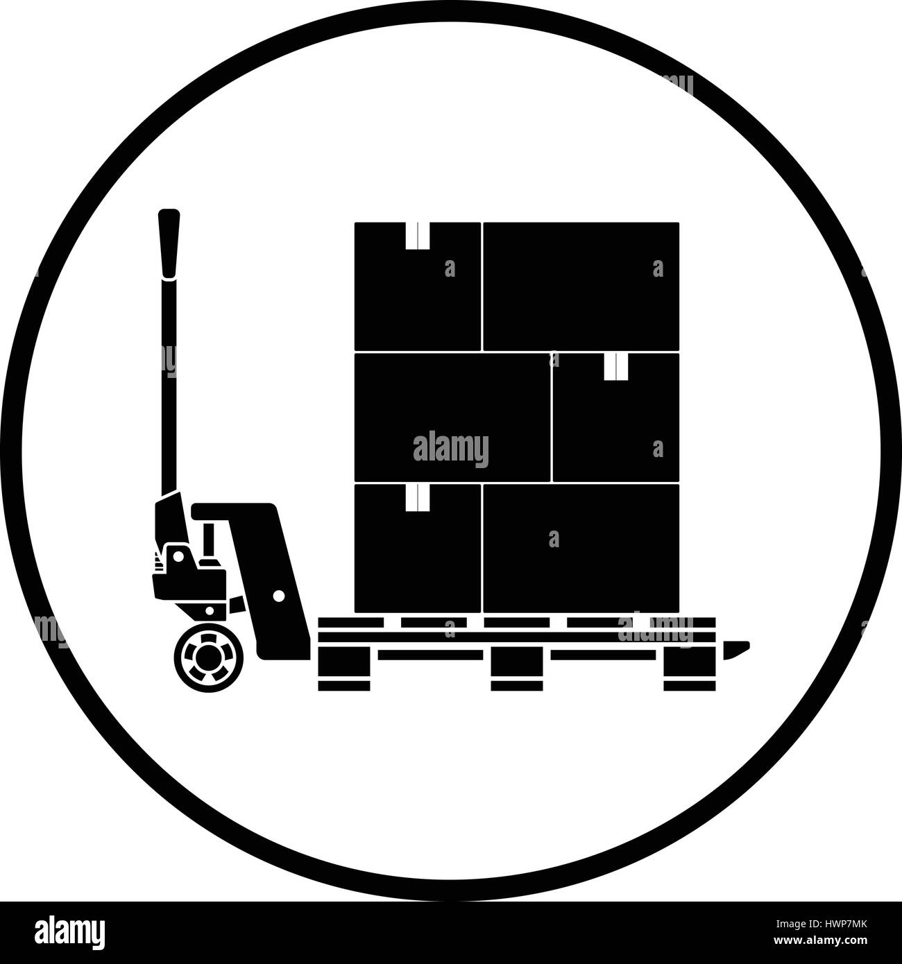 Manual forklift pallet stacker icon Black and White Stock Photos ...