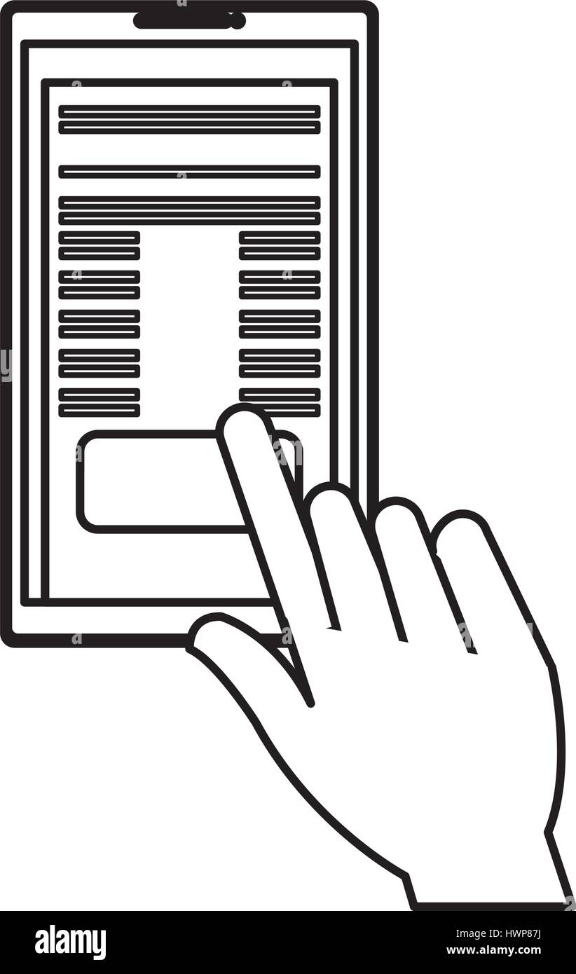 hand user with smartphone device isolated icon vector illustration ...