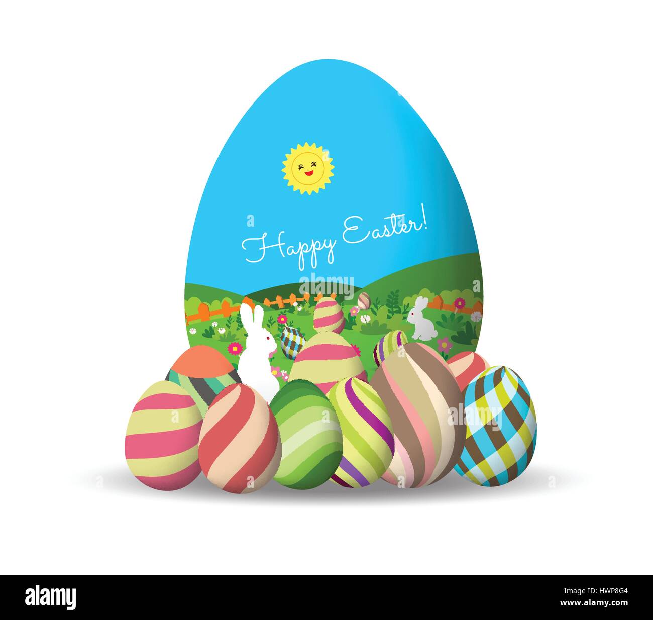Spring Easter background with egg and bunny Stock Vector Image & Art ...