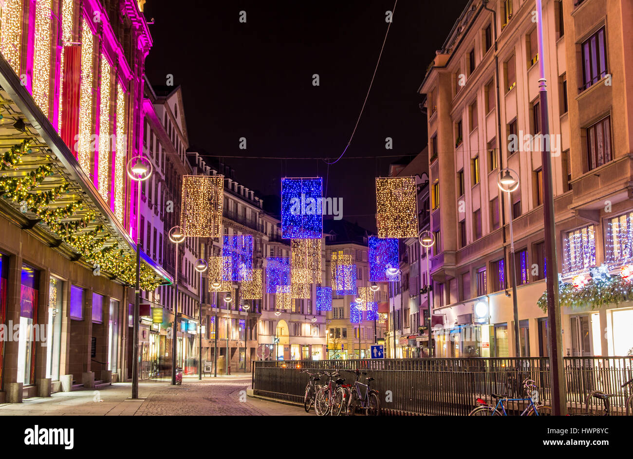 The center of Strasbourg decorated for Christmas - France Stock Photo ...