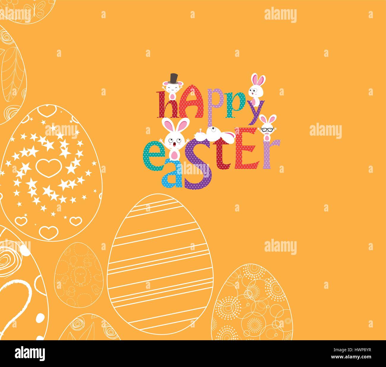 Abstract white easter egg with bunny on yellow background Stock Vector ...
