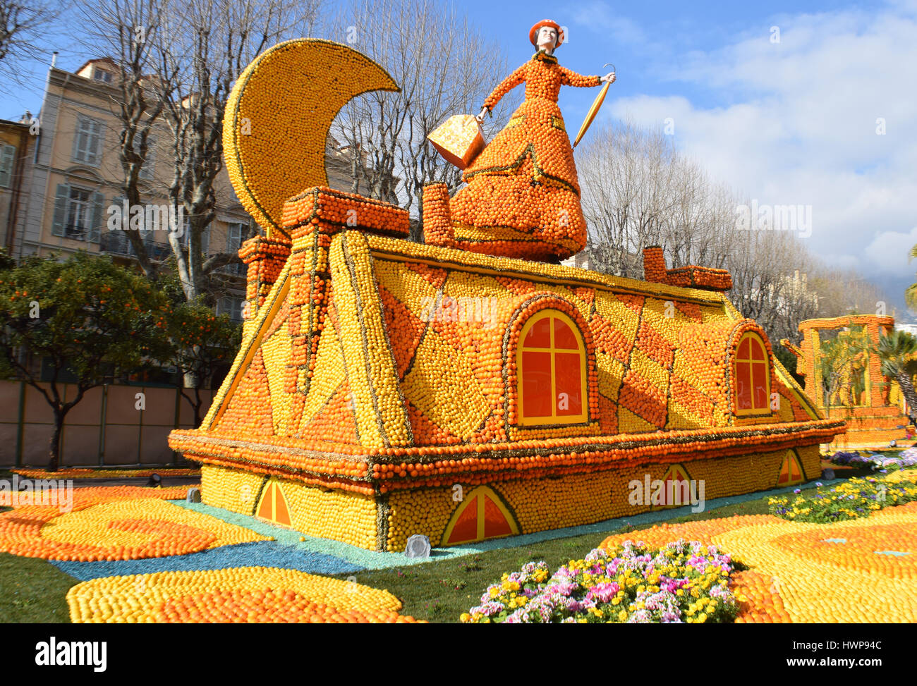 Lemon Festival or Fete du Citron Menton France displays in the Bioves ...
