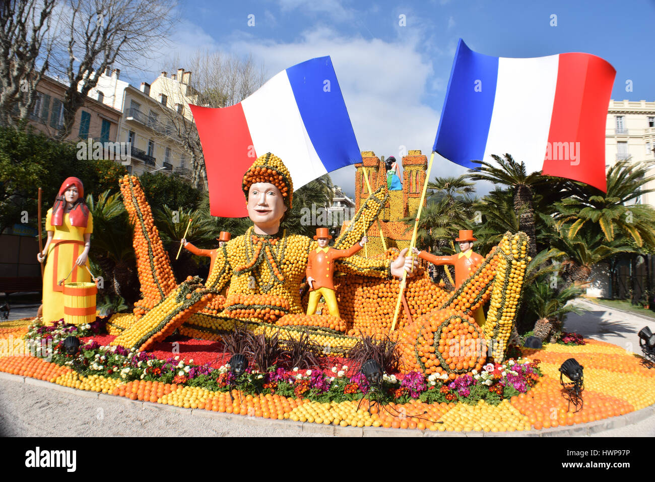 Lemon Festival or Fete du Citron Menton France displays in the Bioves ...