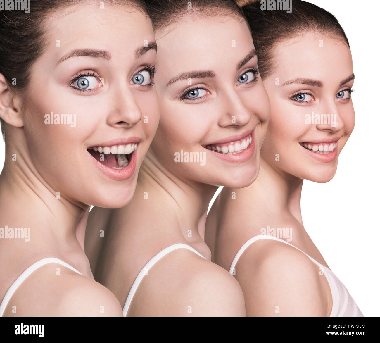 Woman's beautiful faces with healthy skin. Spa treatment concept Stock ...