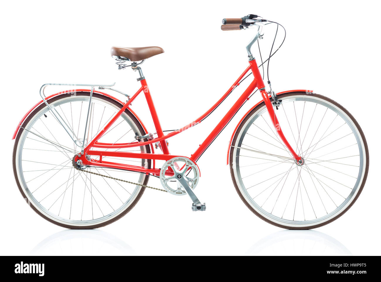 Stylish female red bicycle isolated on white background Stock Photo - Alamy