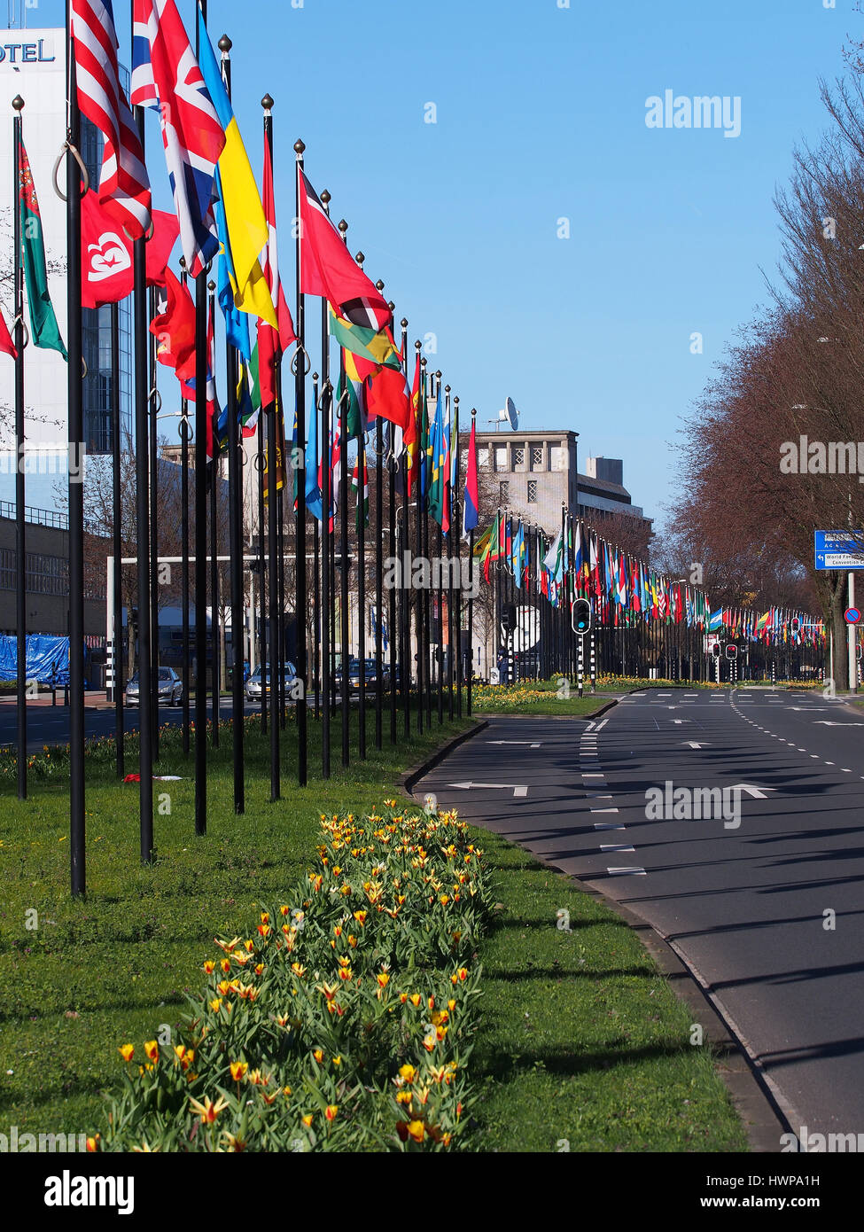 The Hague, Netherlands - 2015, March 23: The parade of flags ...