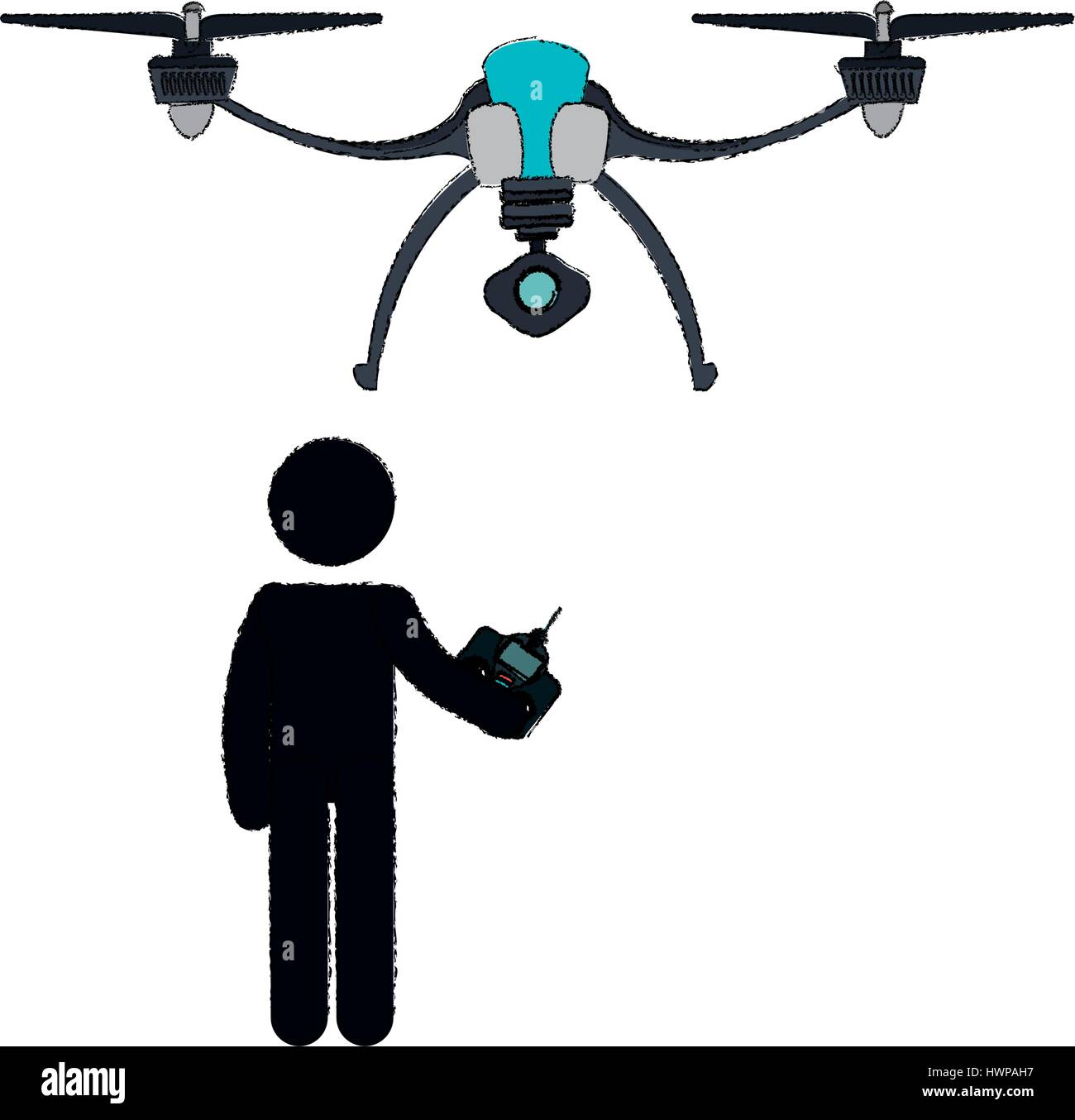 person silhouette flying drone vector illustration design Stock Vector ...