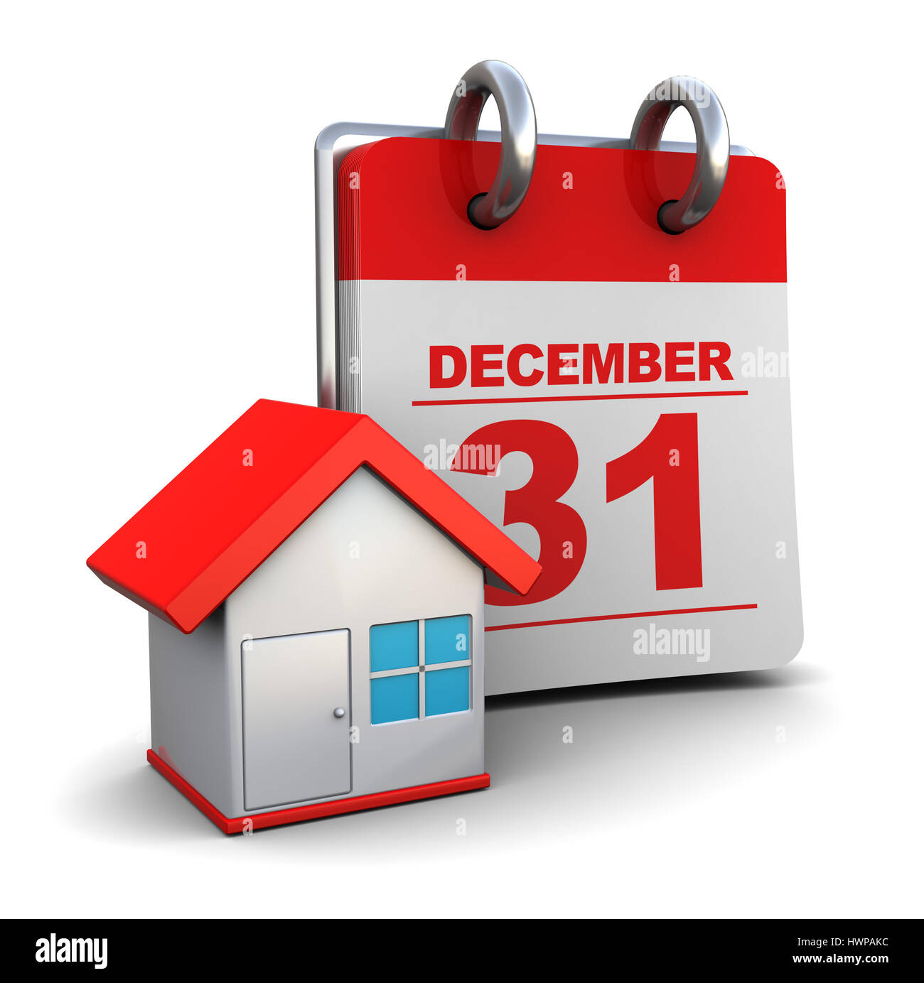 3d illustration of calendar and house over white background Stock Photo ...