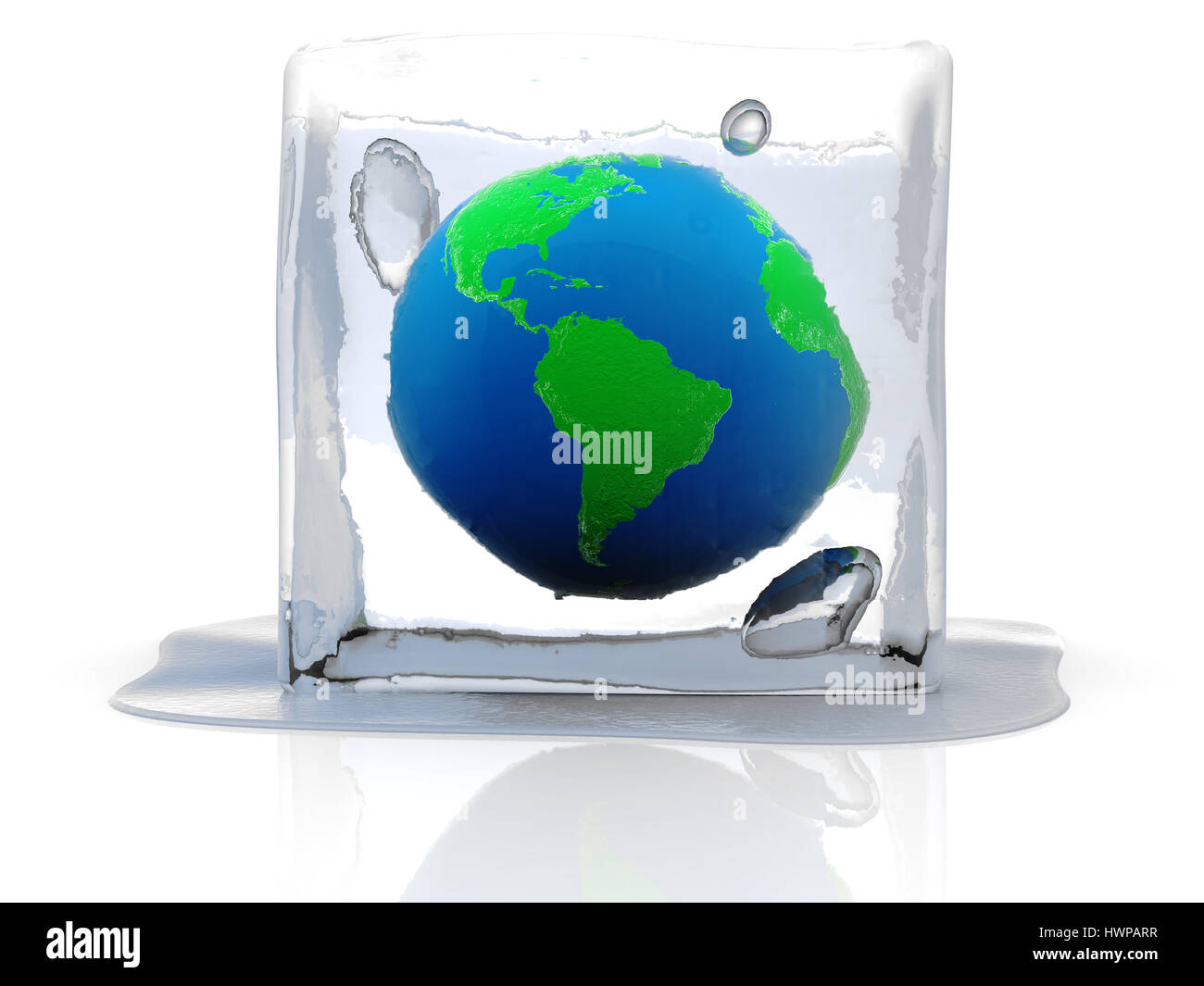 abstract 3d illustration of ice cube with earth inside Stock Photo - Alamy