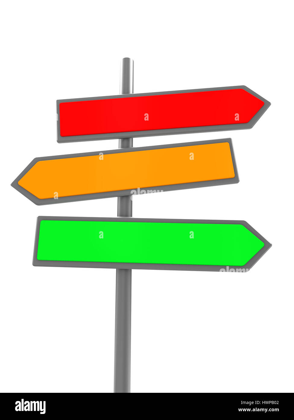 3d illustration of blank colorful index sign over white background ...