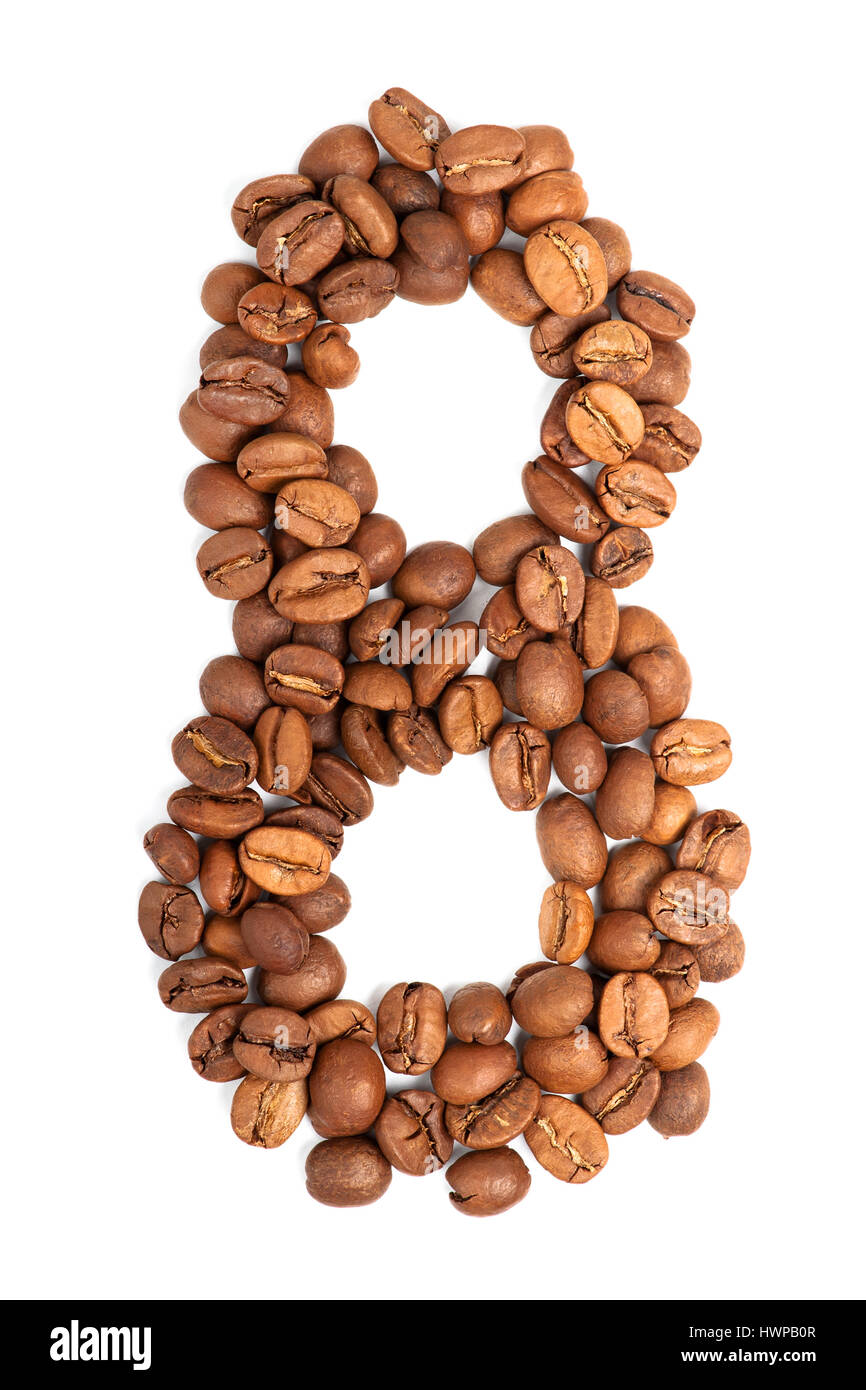 Number from coffee beans isolated on white background Stock Photo - Alamy