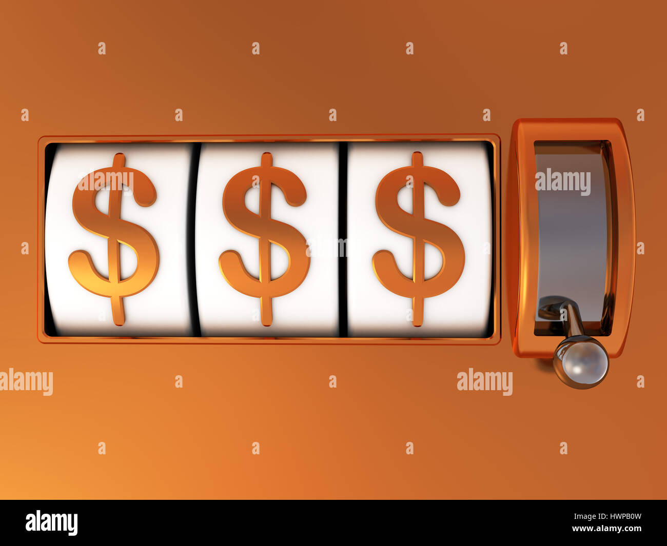 3d illustration of machine slot jackpot with dollar signs Stock Photo ...