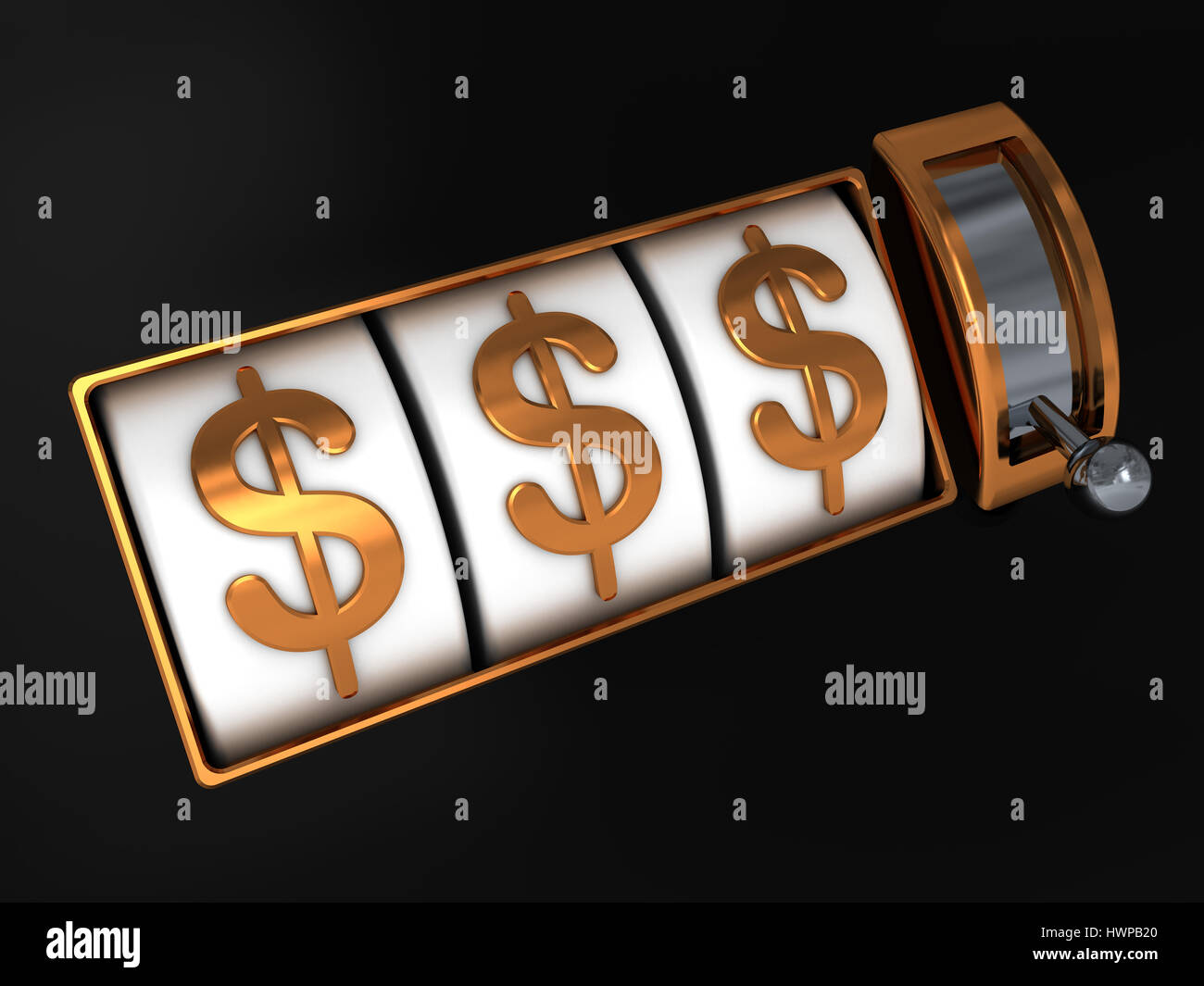 3d illustration of machine slot jackpot with dollar signs Stock Photo ...