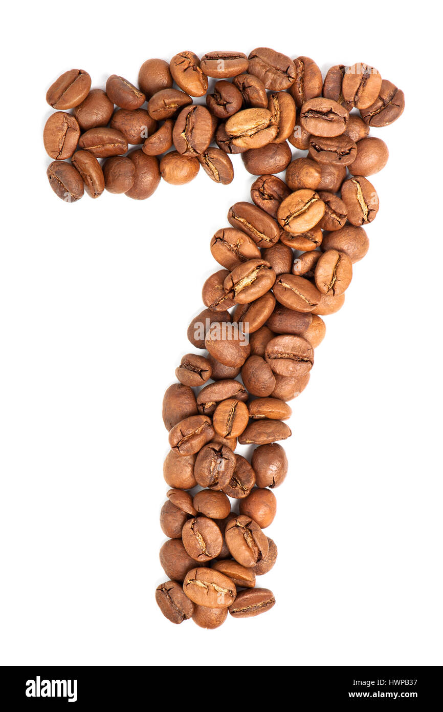 Number from coffee beans isolated on white background Stock Photo - Alamy