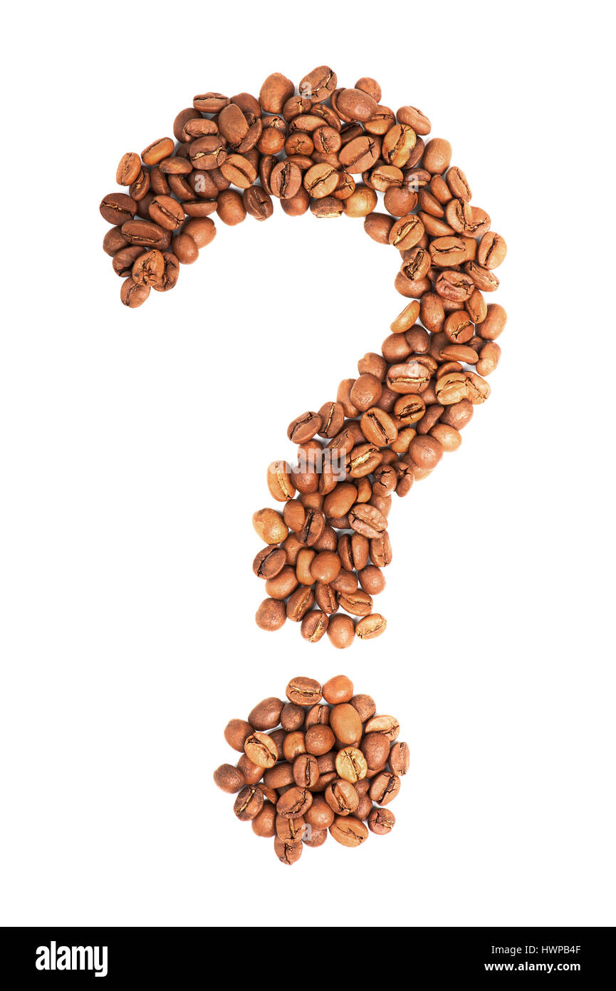 Question mark from coffee beans isolated on white background Stock ...