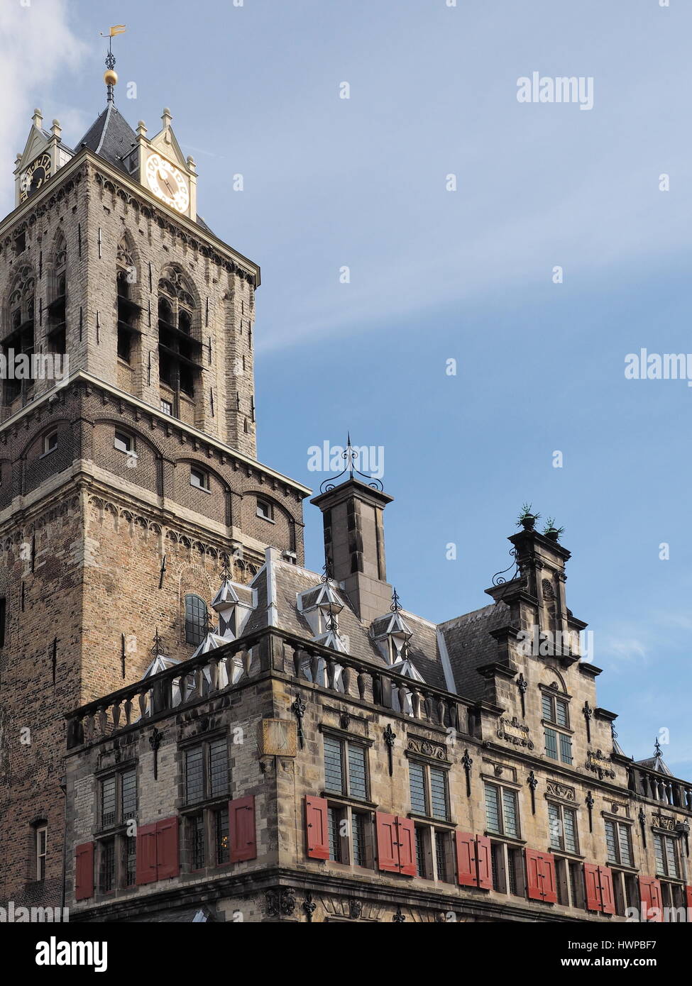 Delft, Netherlands - July 6, 2016: Architectural detail of the medieval ...