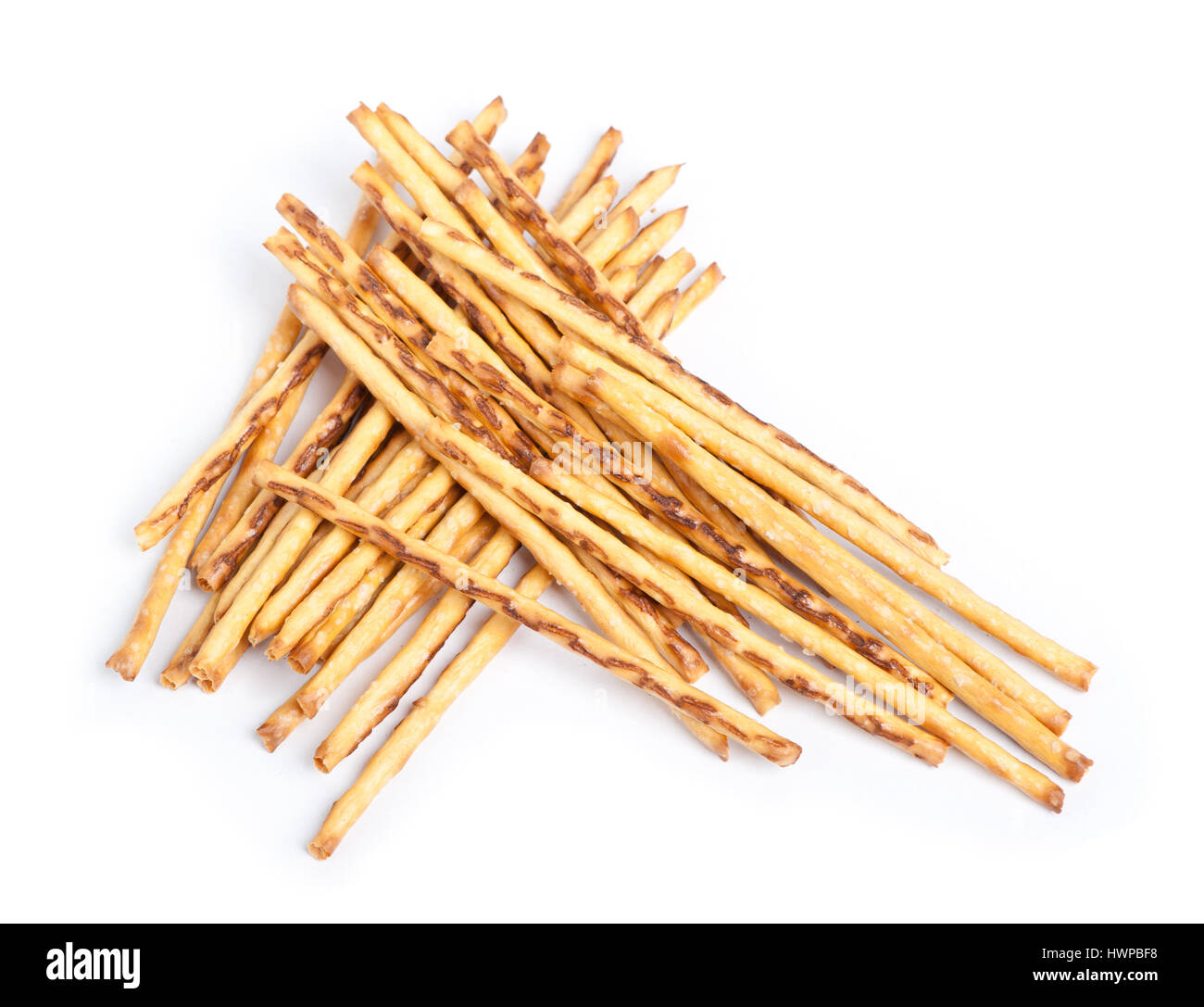 Closeup of a pile of delicious pretzel sticks isolated on white ...