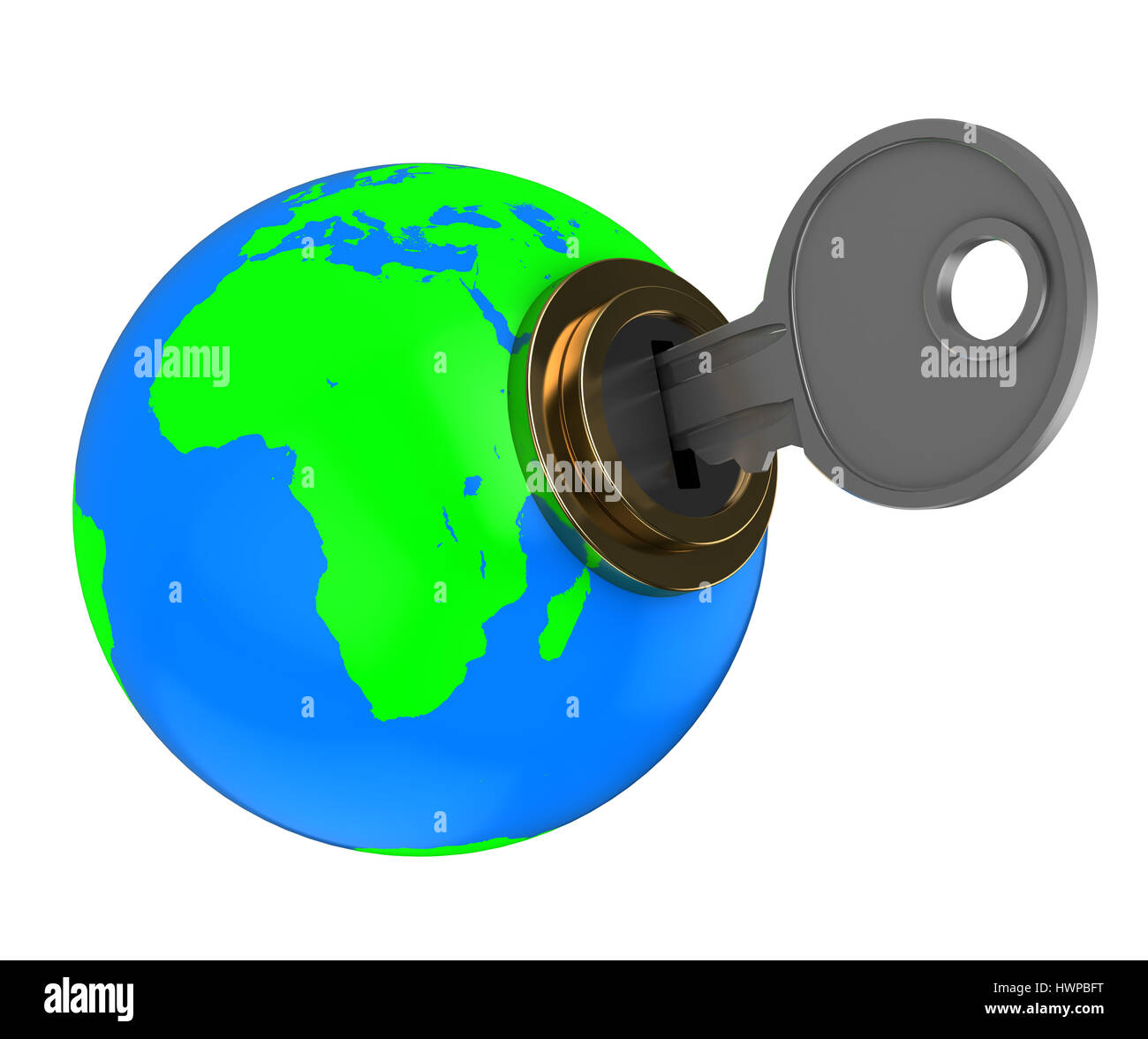 Gold key globe Cut Out Stock Images & Pictures - Alamy