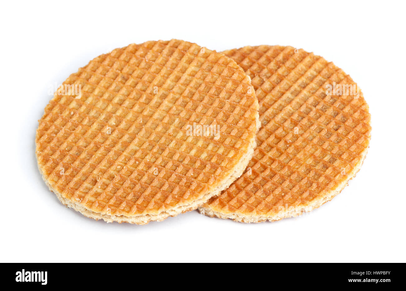 Round ruddy waffles isolated on white background Stock Photo - Alamy