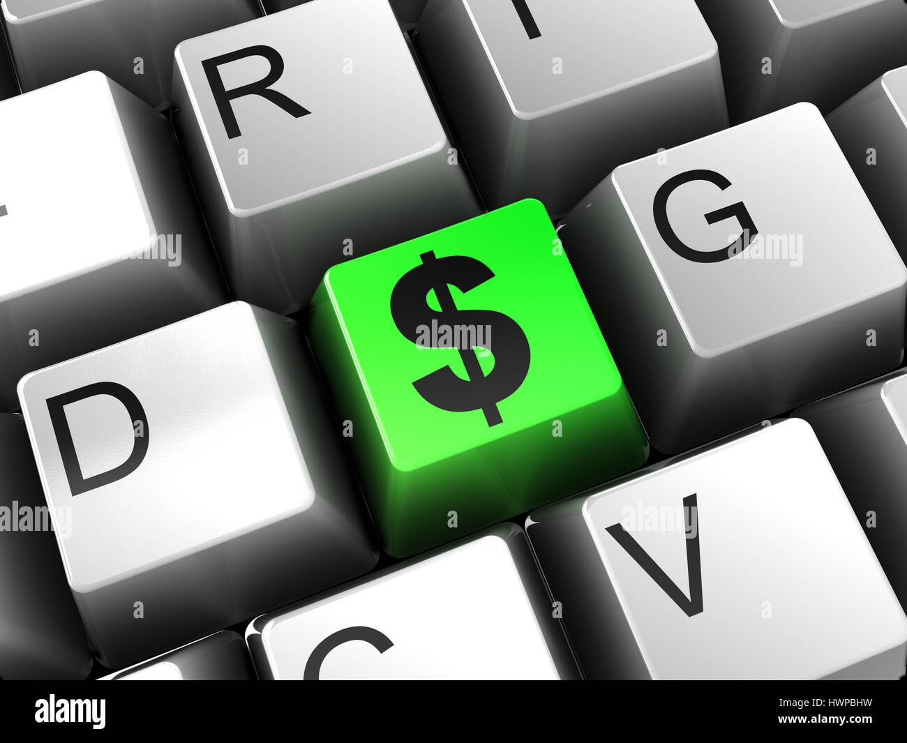 3d illustration of computer keyboard with dollar sign key Stock Photo ...