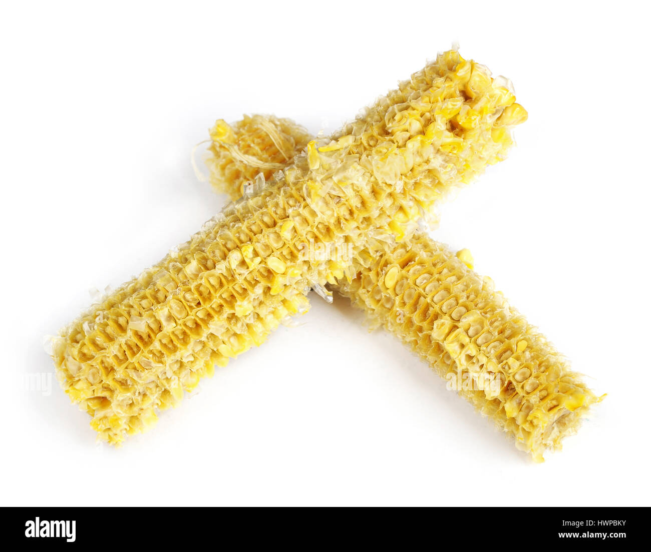 Fully eaten corn on the cob isolated on white Stock Photo - Alamy