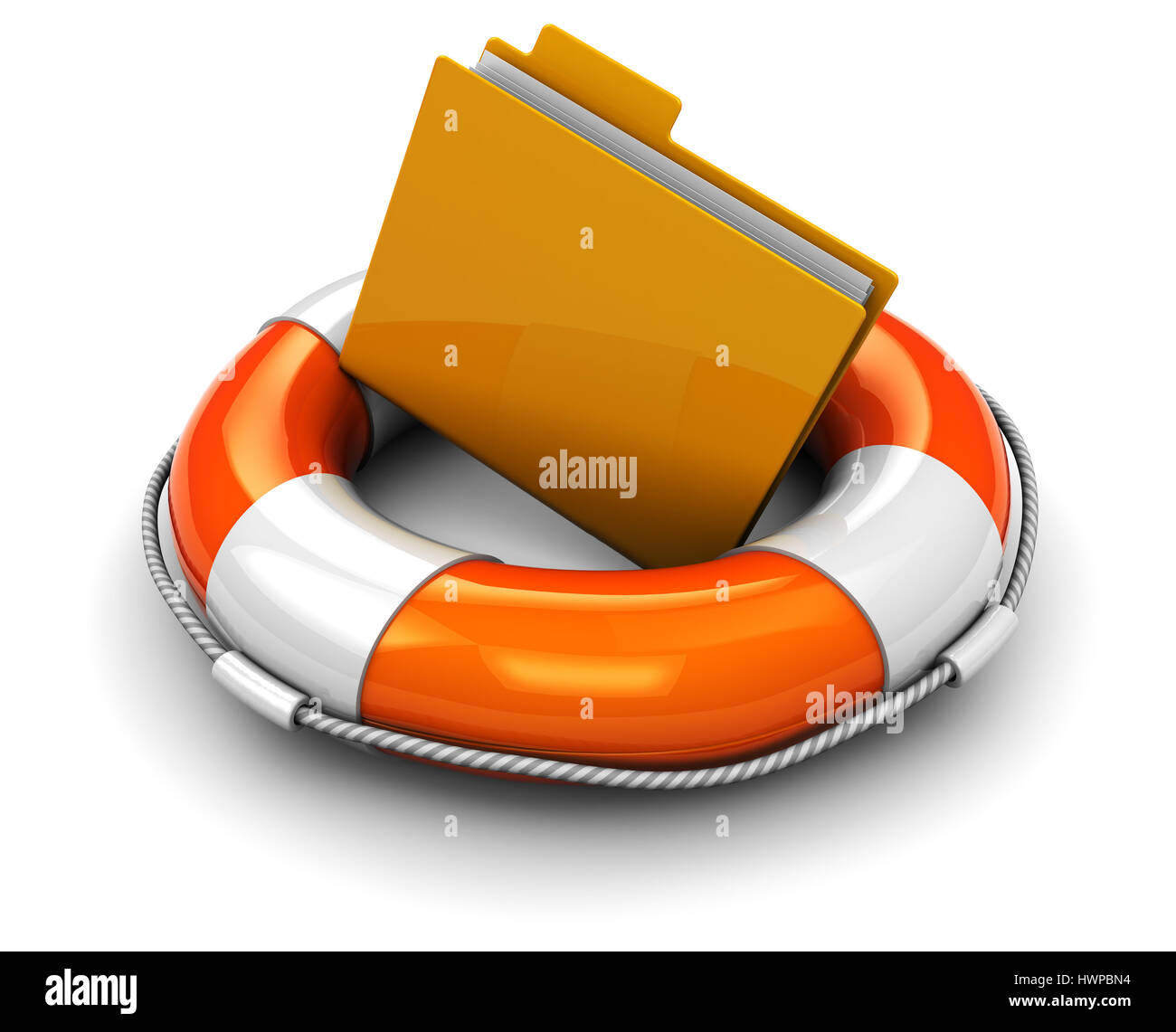3d illustration of rescue circle with folder icon inside Stock Photo ...