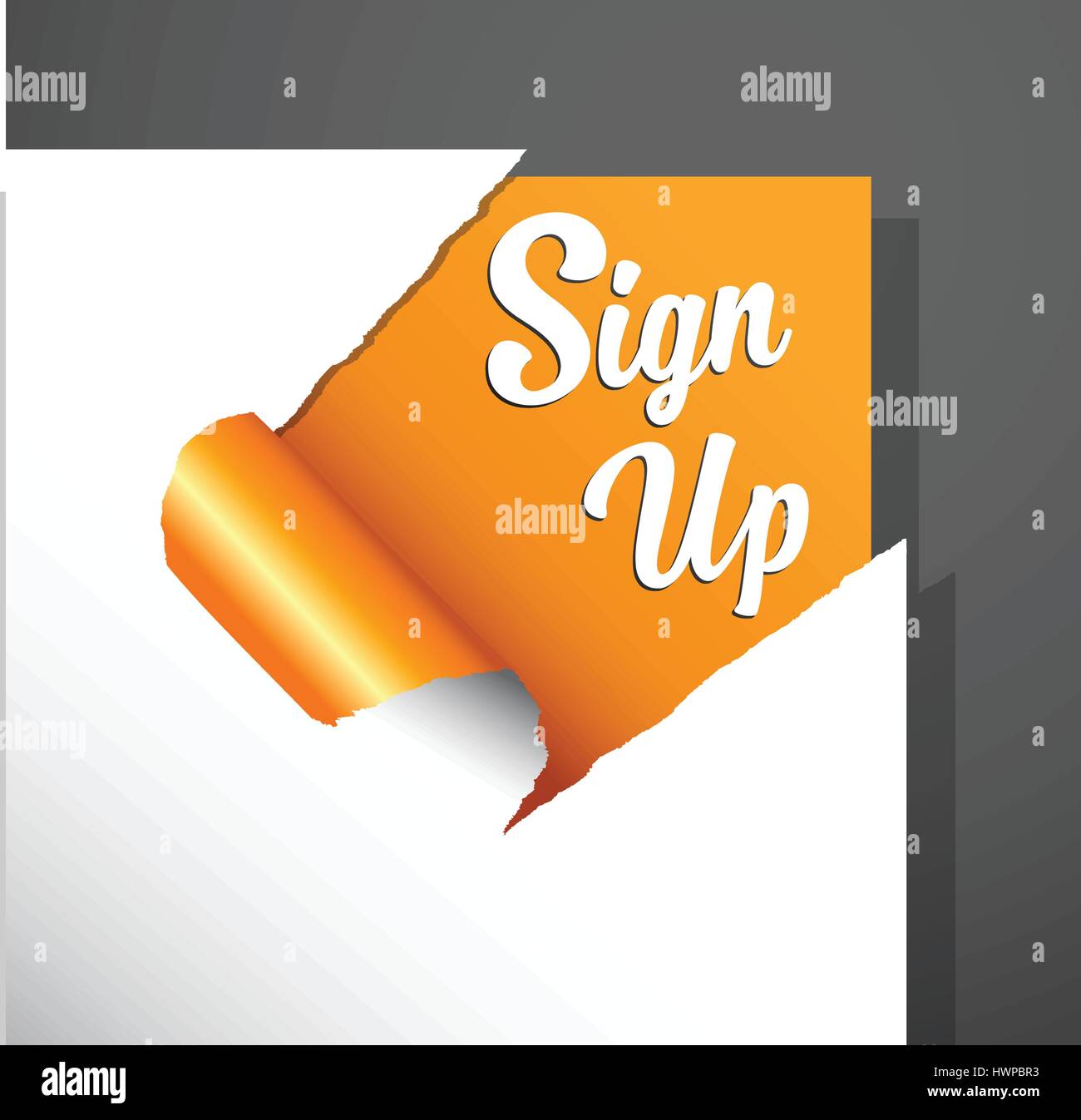 'Sign Up' text uncovered from teared paper corner Stock Vector Image ...