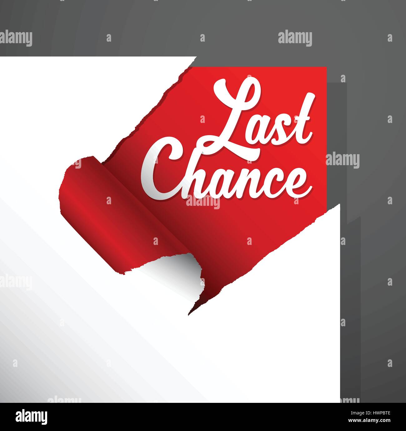 'Last Chance' text uncovered from teared paper corner Stock Vector ...