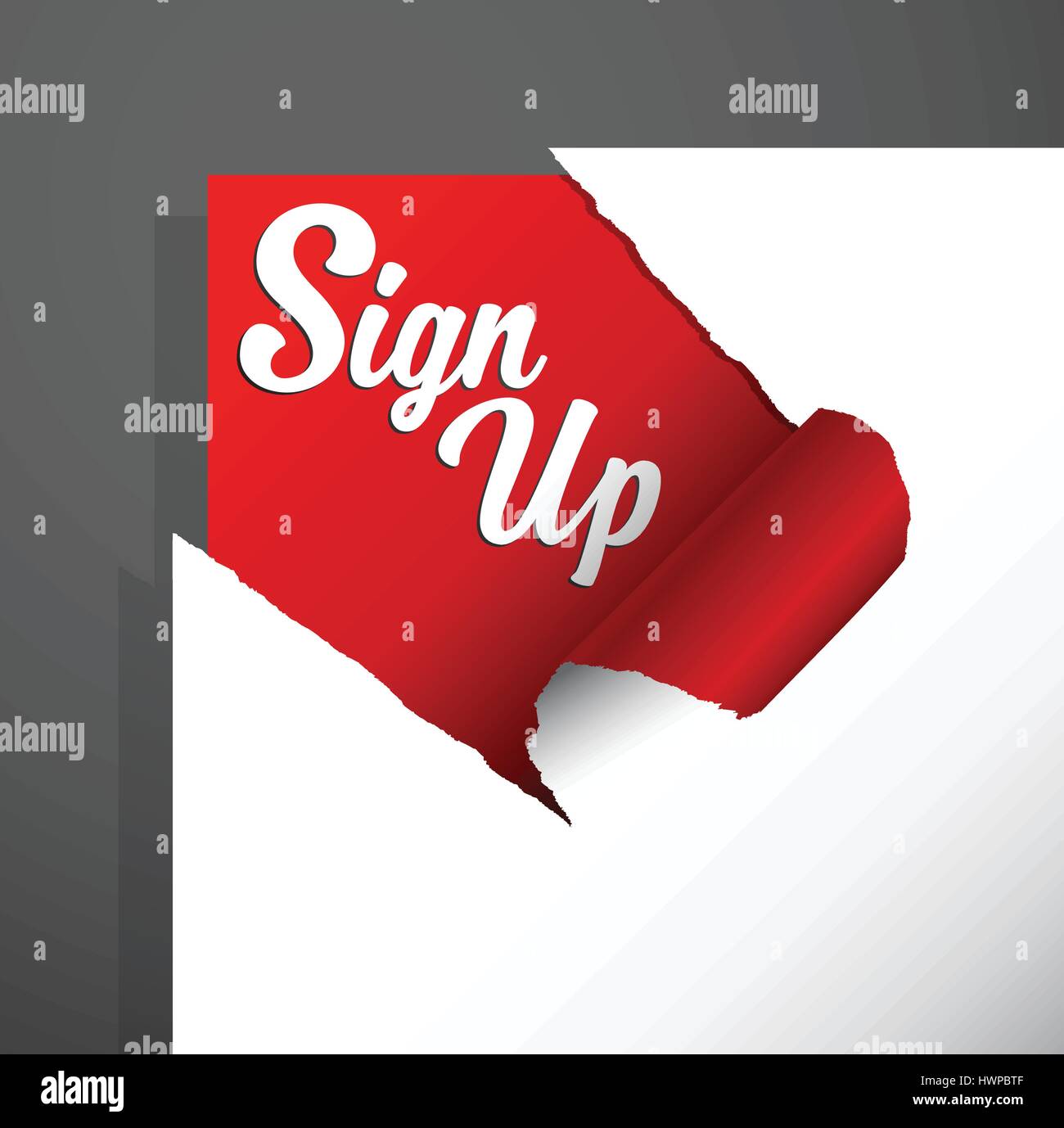 'Sign Up' text uncovered from teared paper corner Stock Vector Image ...